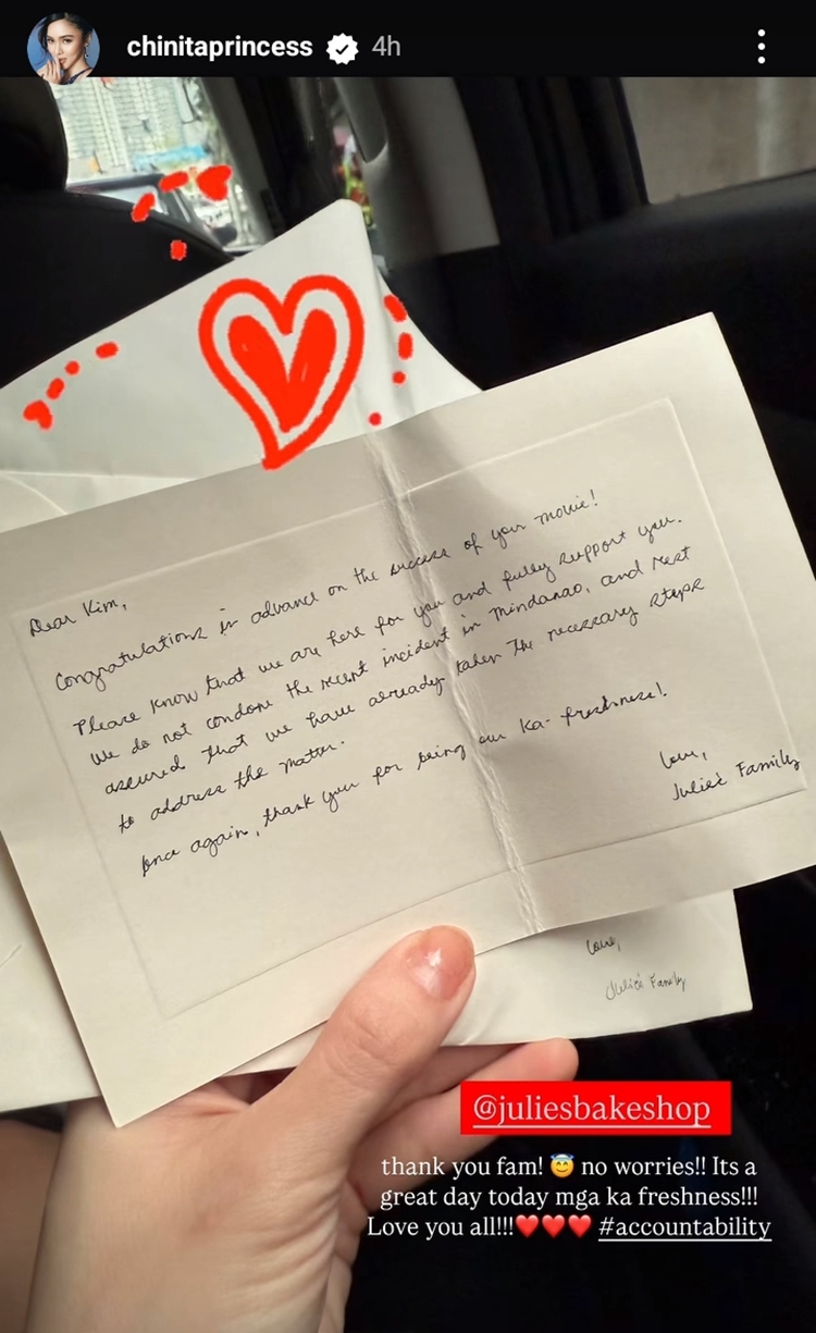 Kim Chiu Receives a Letter from Julie's Bakeshop Over Tarpaulin Issue | Newspapers