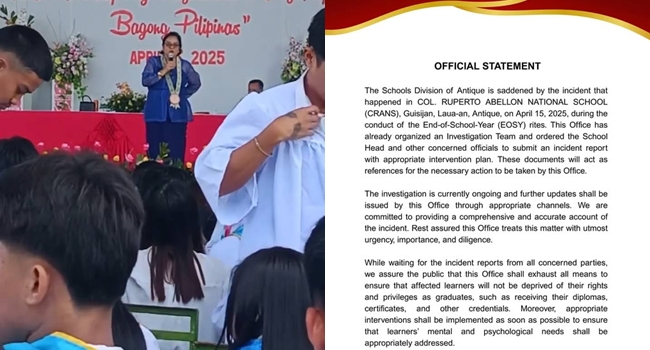 DepEd Investigates Toga Removal During Graduation in Antique | Newspapers