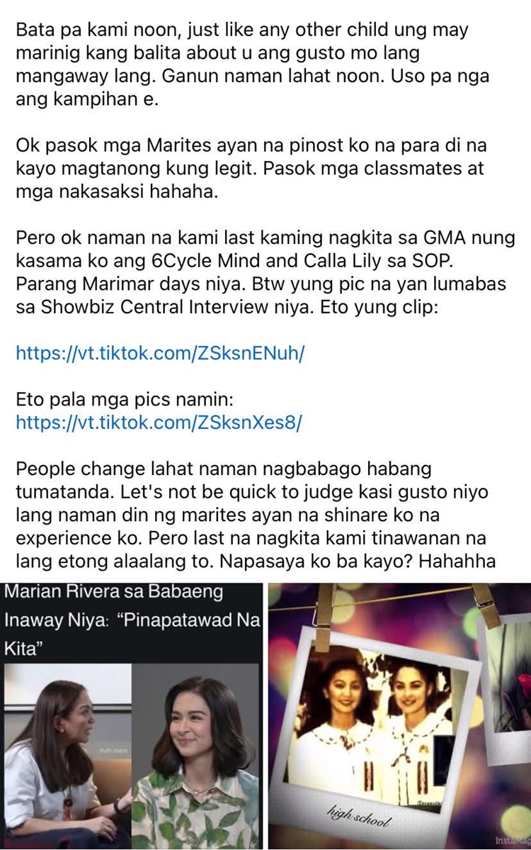 Marian Rivera’s Ex-Classmate Speaks Out About Past Fight with Actress ...