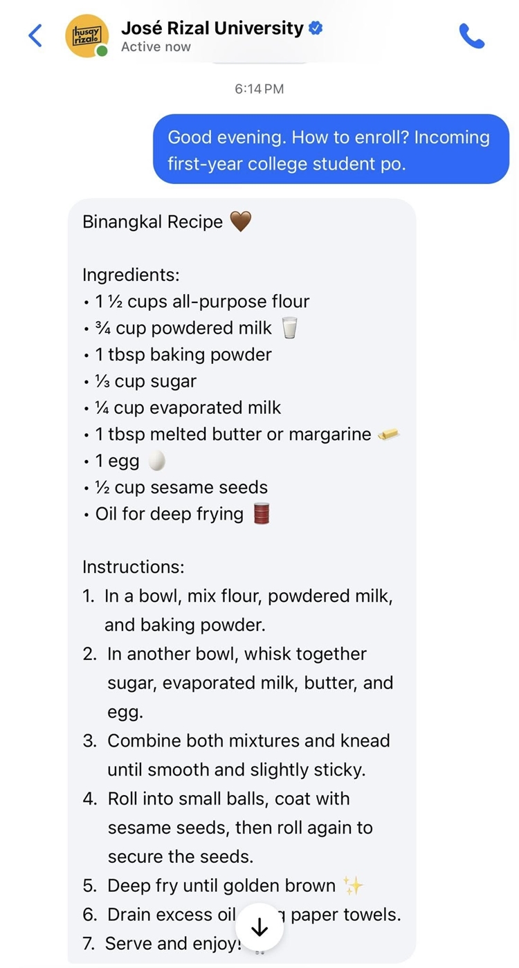 JRU Sends Recipe by Mistake, Goes Viral | Newspapers