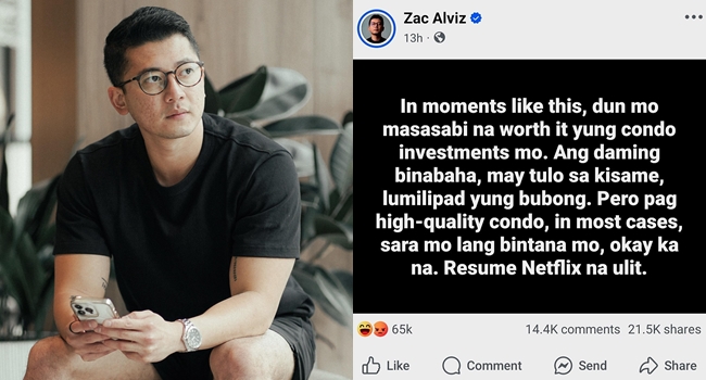 Zac Alviz Issues Apology for Insensitive Post About Condo Living Amid Floods | Newspapers