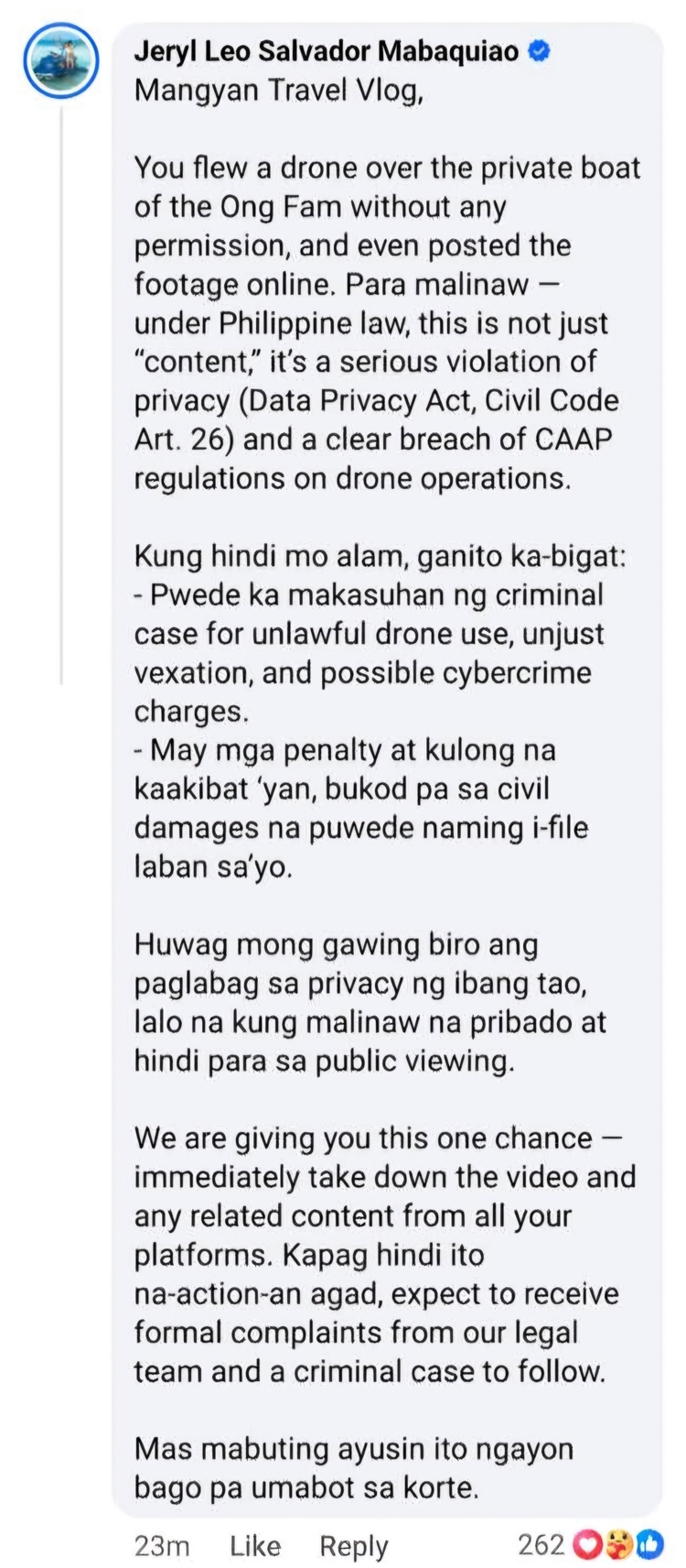 Geo Ong Calls Out Mangyan Travel Vlog for Invading Privacy | Newspapers