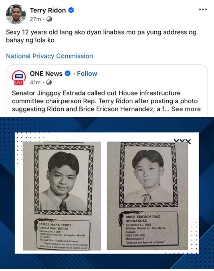 Ridon Hits Back at Jinggoy’s Accusations, Denies Link to DPWH Engineer ...