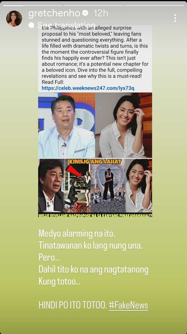 Gretchen Ho Breaks Silence on Viral Rumor Linking Her to Willie Revillame | Newspapers