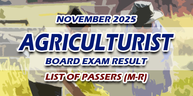 Agriculturist Board Exam Result November 2025 LIST OF PASSERS (M-R ...