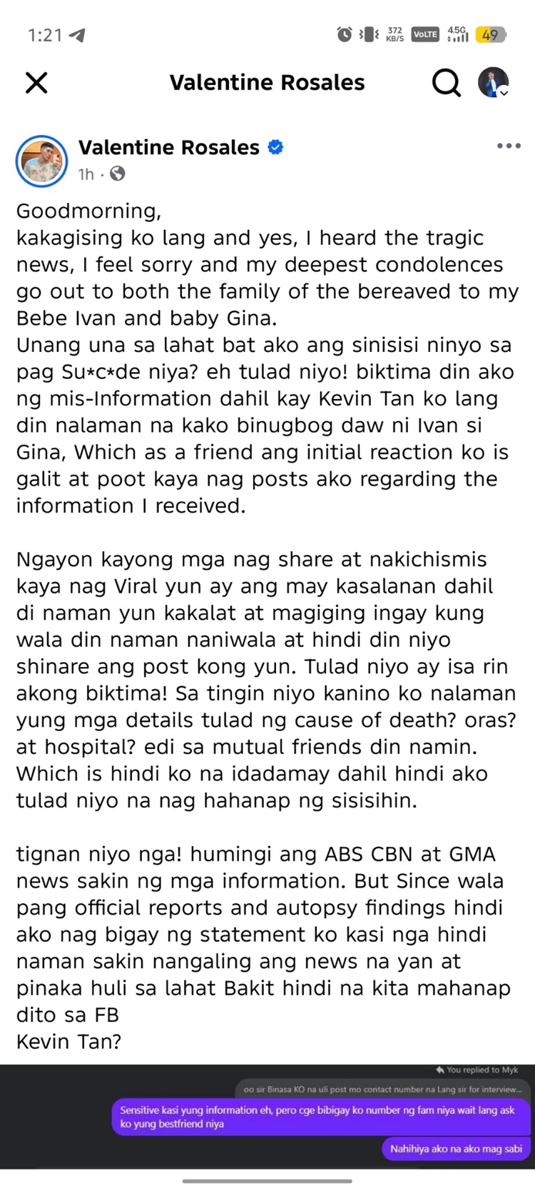 Valentine Rosales Blamed After Ivan Ronquillo’s Tragic Death | Newspapers