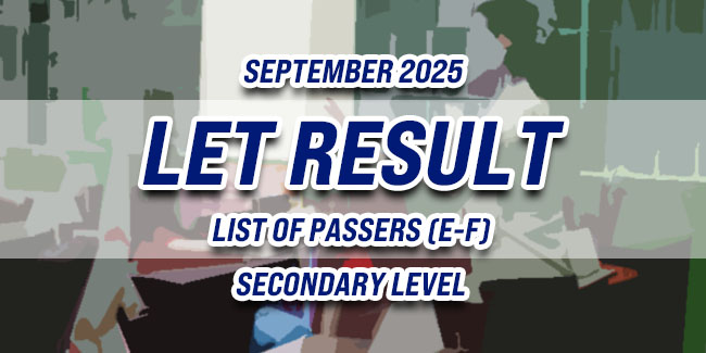 LET Result September 2025 SECONDARY LIST OF PASSERS (E-F) | Newspapers