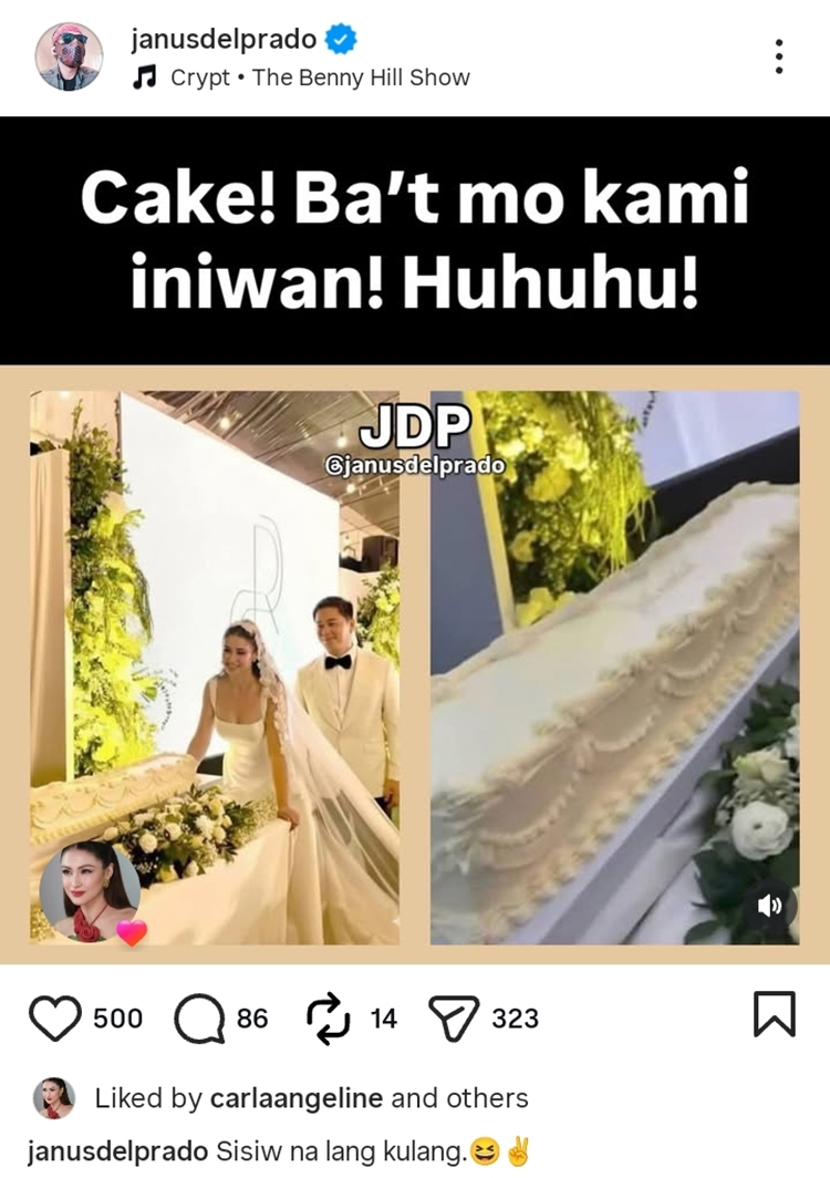 Carla Abellana Reacts to Janus del Prado’s Comment on Her Wedding Cake ...