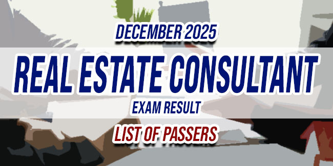 Real Estate Consultant Exam Result December 2025 LIST OF PASSERS ...